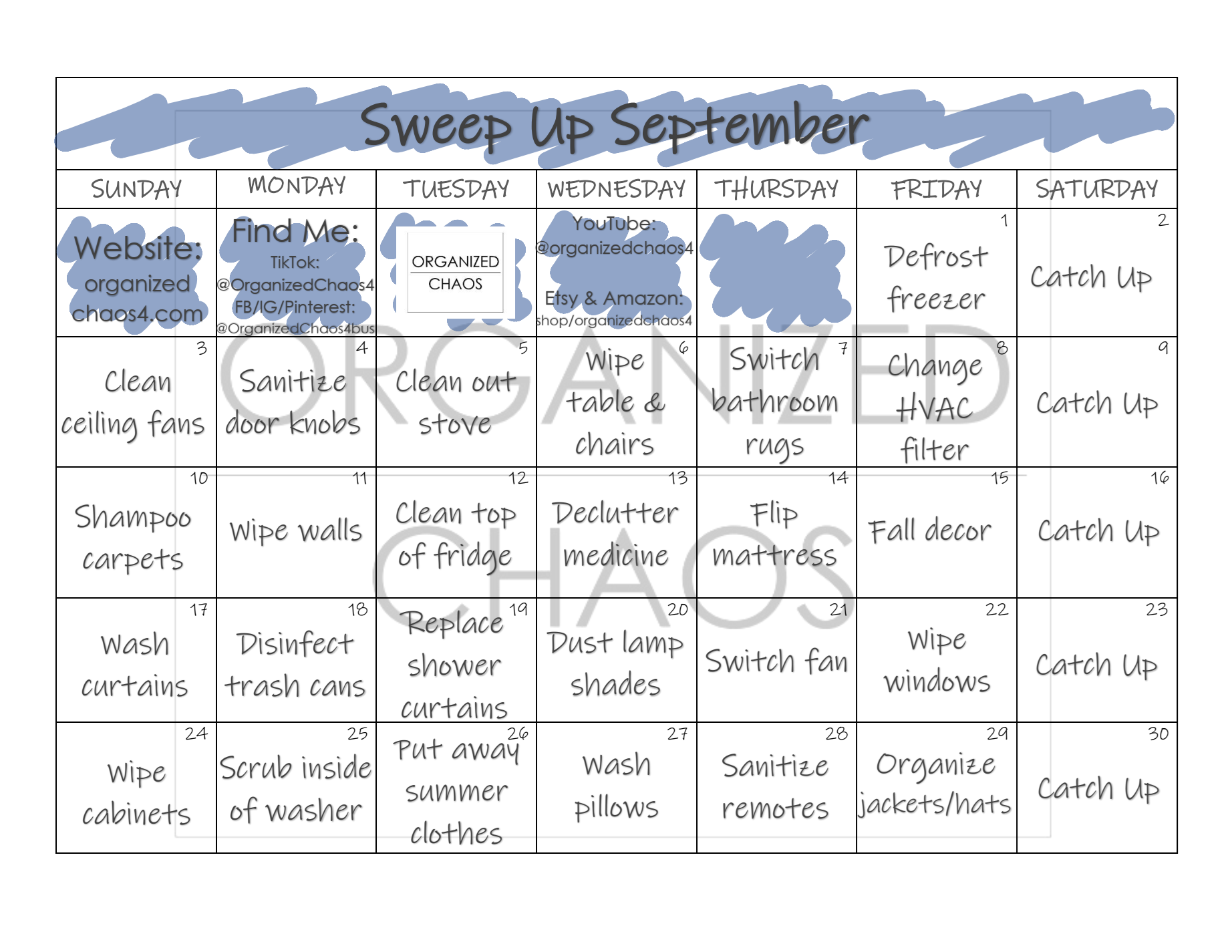 Sweep Up September – Organized Chaos
