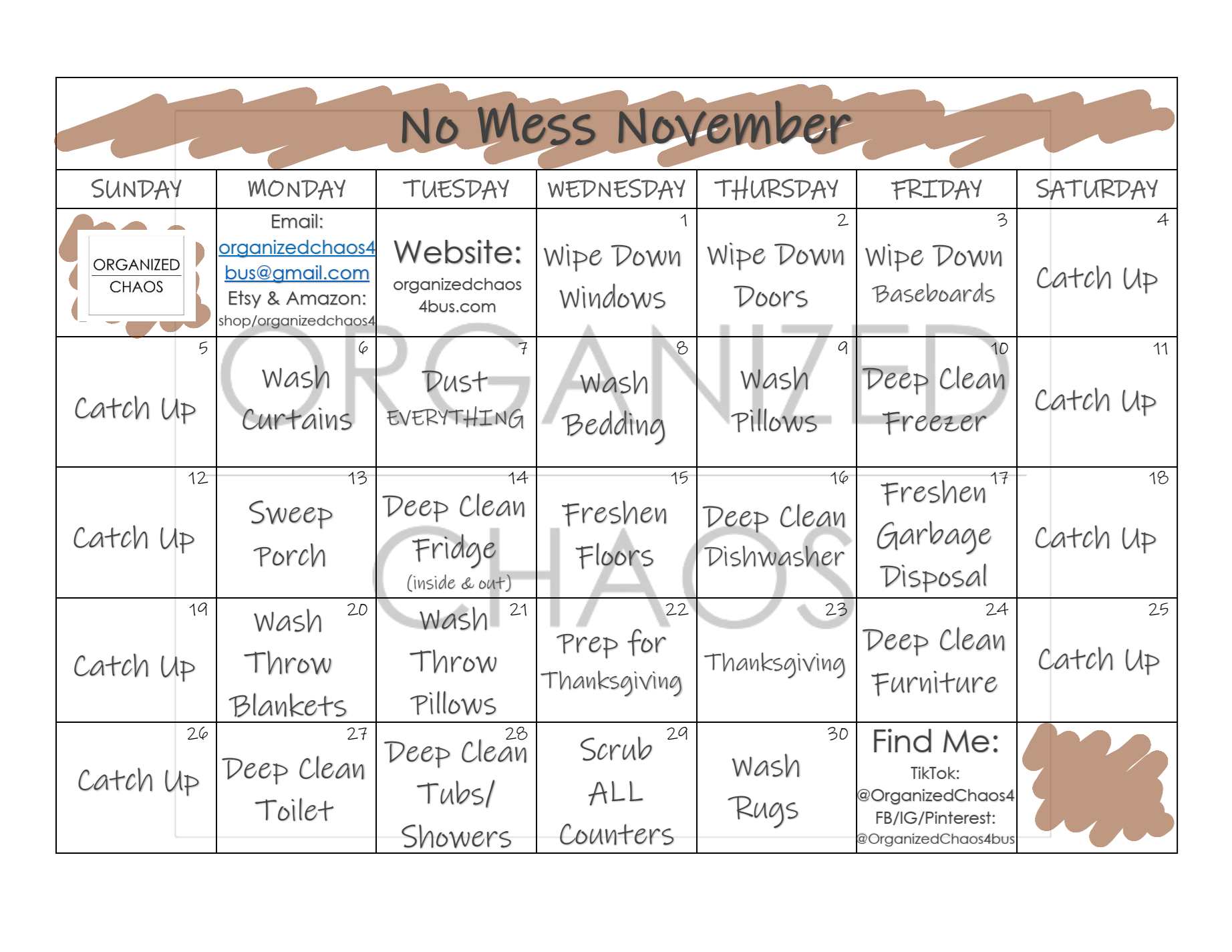 No Mess November – Organized Chaos