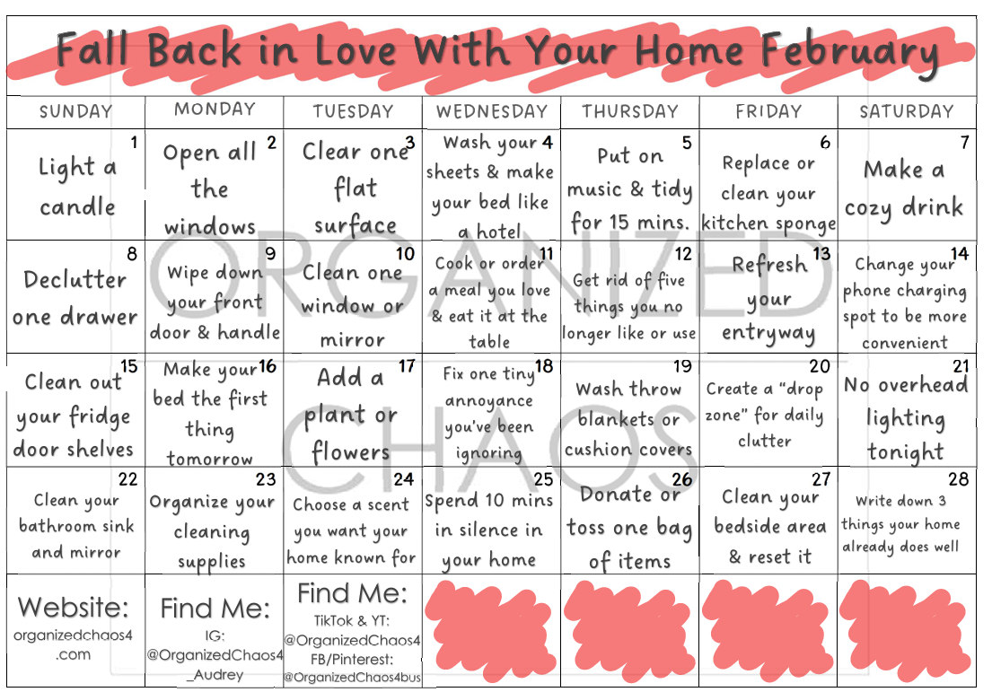 Fall in Love With Your Home February – Organized Chaos